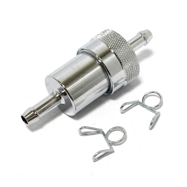 Fuel filter 1/4" High Flow chrome for motorcycle, Harley Davidson or ...