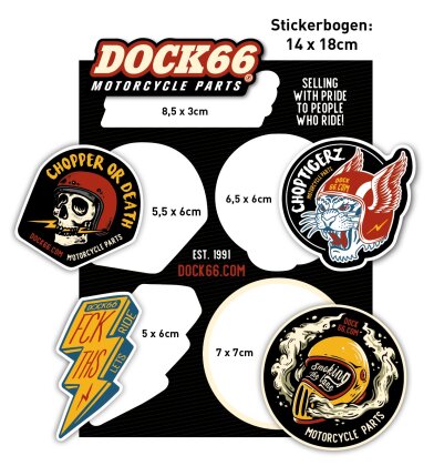 Sticker Set DOCK66 Motorcycle Parts für Motorrad Chopper Harley Custo ...
