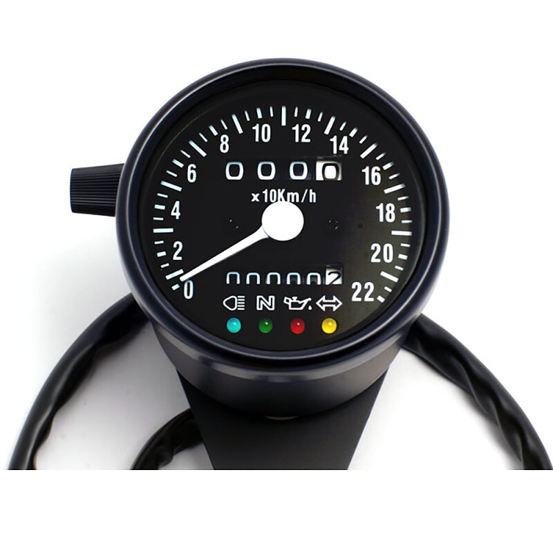 Mini-Speedo black with LED Control and Odometer, black face, 74,95